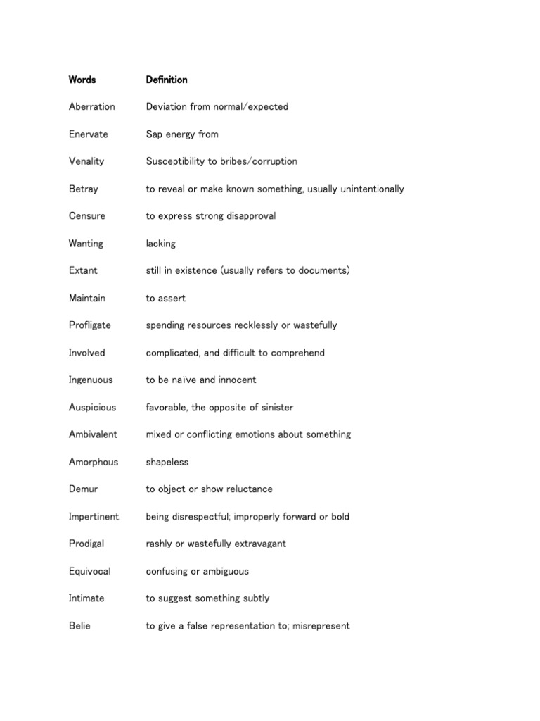 Advanced Vocabulary Words | PDF | Fallacy | Cognitive Science