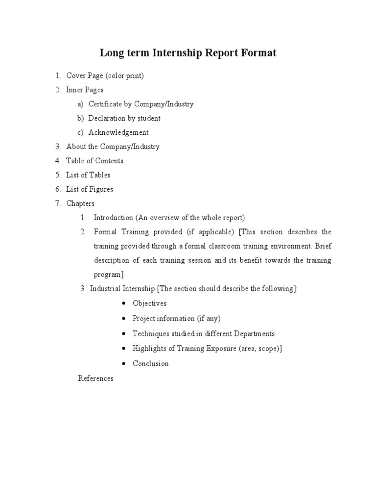 Long Term Internship Report Format | PDF