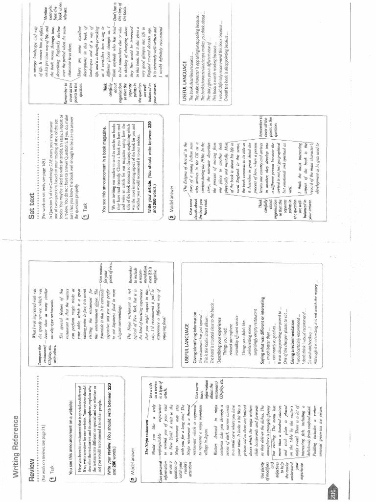 CAE - Writing - Reviews - Samples Plus Tips | PDF