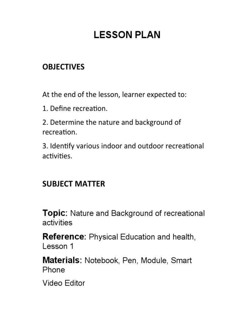 Lesson Plan | PDF | Teachers | Lesson Plan