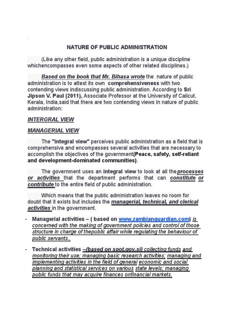 Nature of Public Administration | PDF | Public Administration | Government