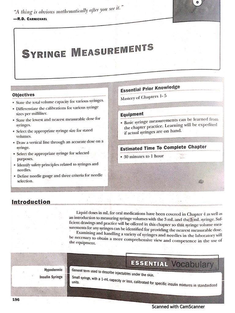 CHAP 6 Syringe Measurements | PDF