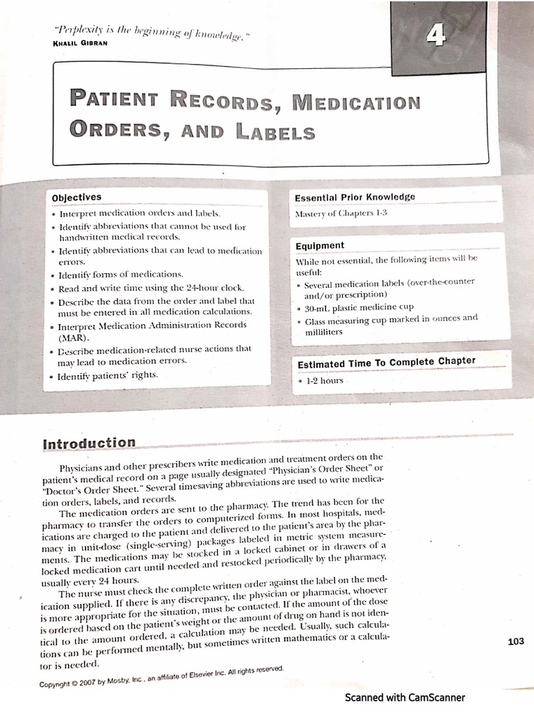 Patient's Record, Med Order, Labels | PDF