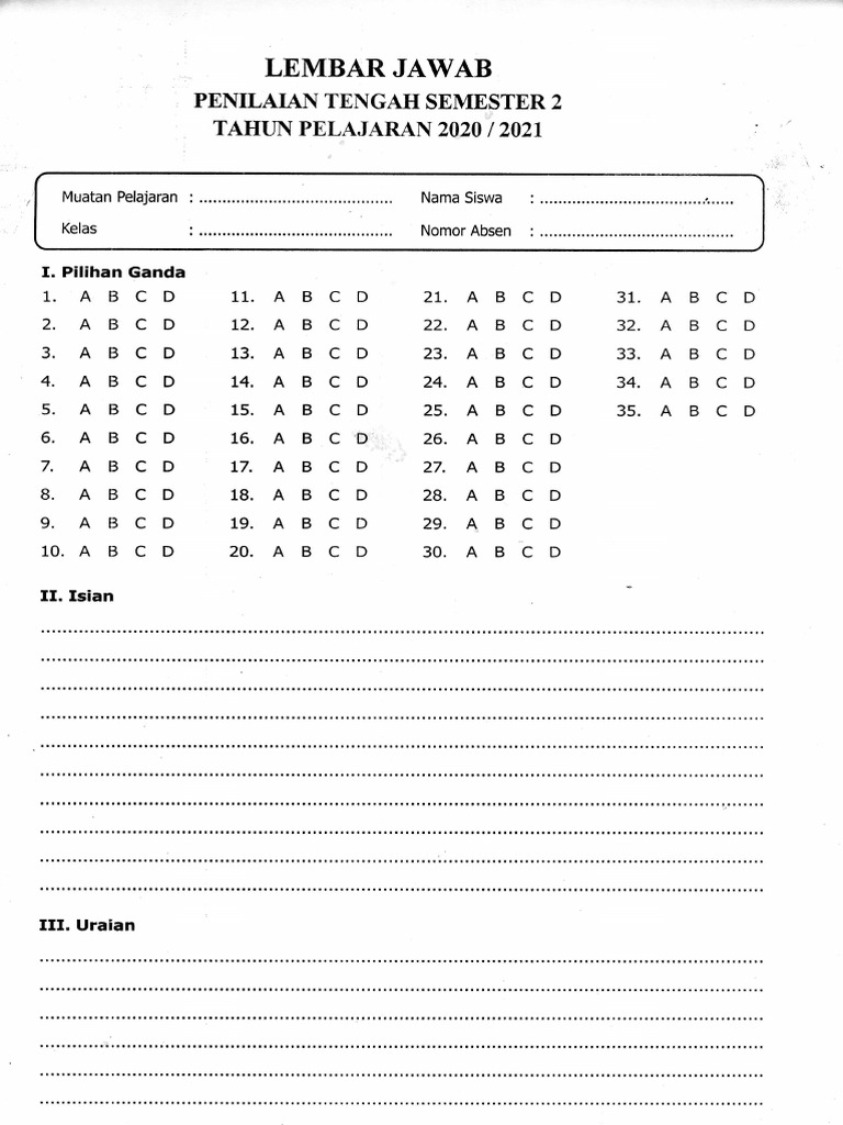 Lembar Jawab Uts | PDF