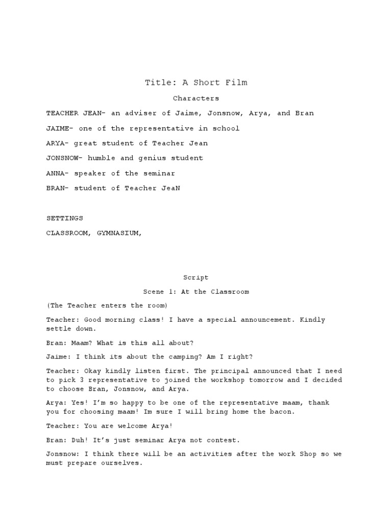 Short Film Script | PDF