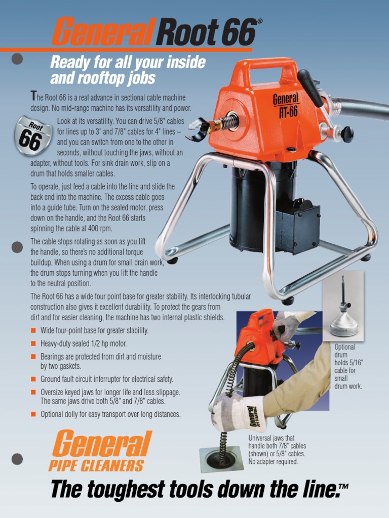 General Pipe Cleaners General Root 66 | PDF | Electric Motor | Machines