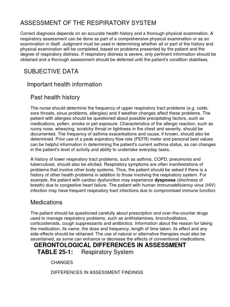 Assessment of The Respiratory System | PDF | Chronic Obstructive ...