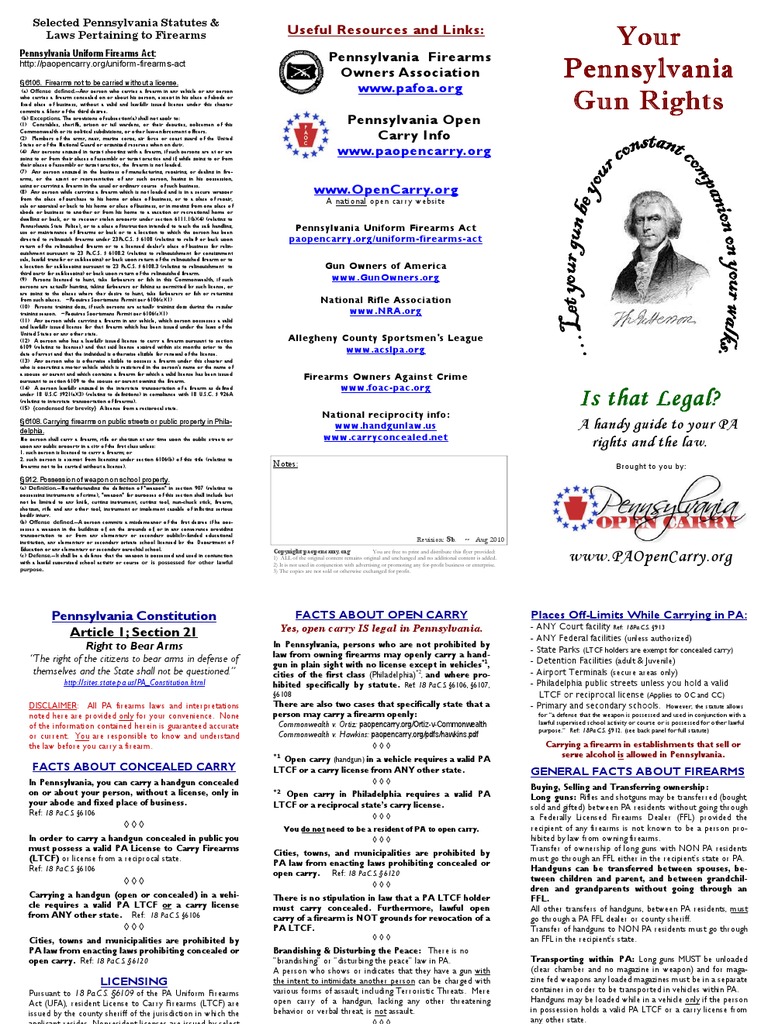 Pennsylvania Gun Rights | PDF | Handgun | Concealed Carry In The United ...