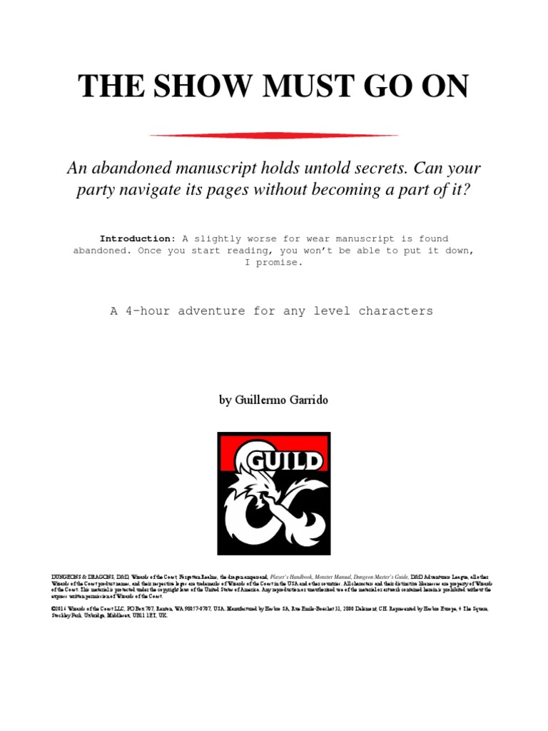 The Show Must Go On | PDF | Wizards Of The Coast