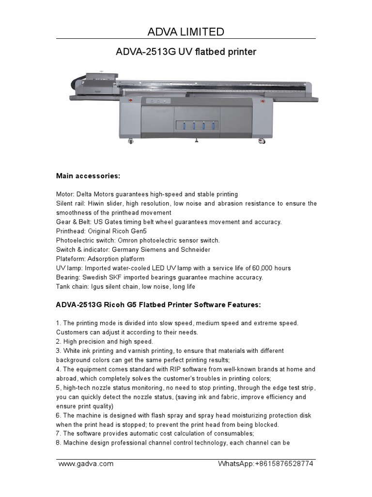 2513G UV Flatbed Printer | Download Free PDF | Printer (Computing) | Printing