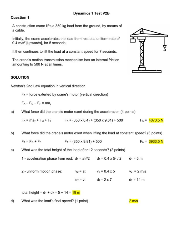 Dynamics 1 Test V2B | PDF | Force | Dynamics (Mechanics)