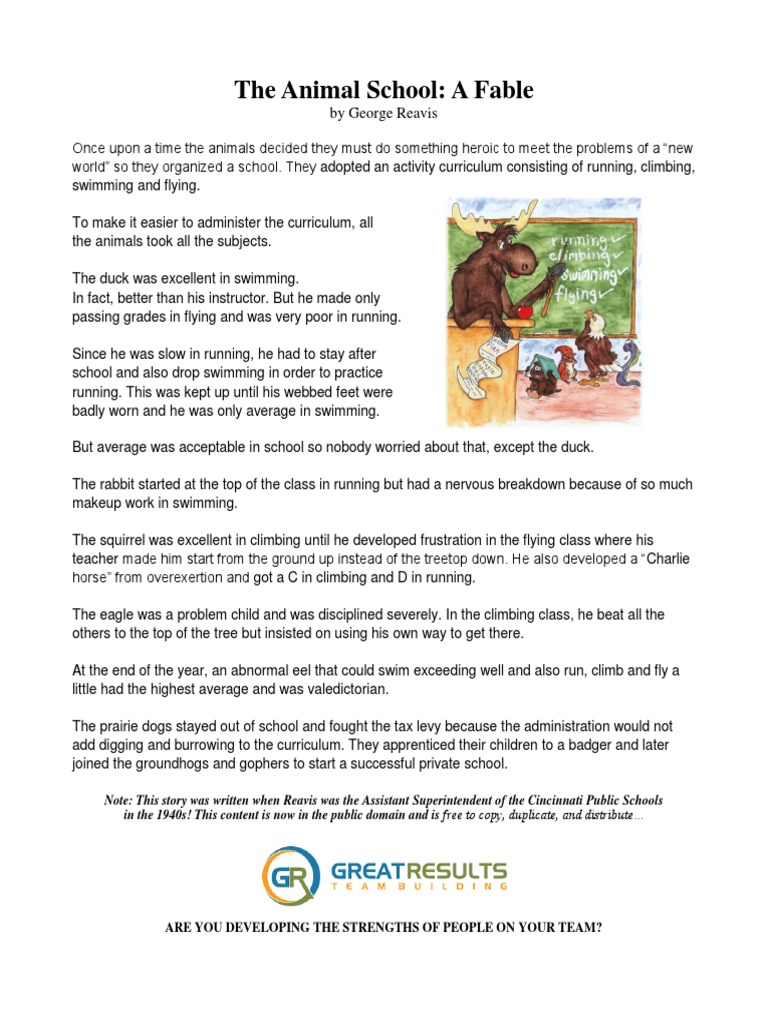 The Animal School Fable | PDF
