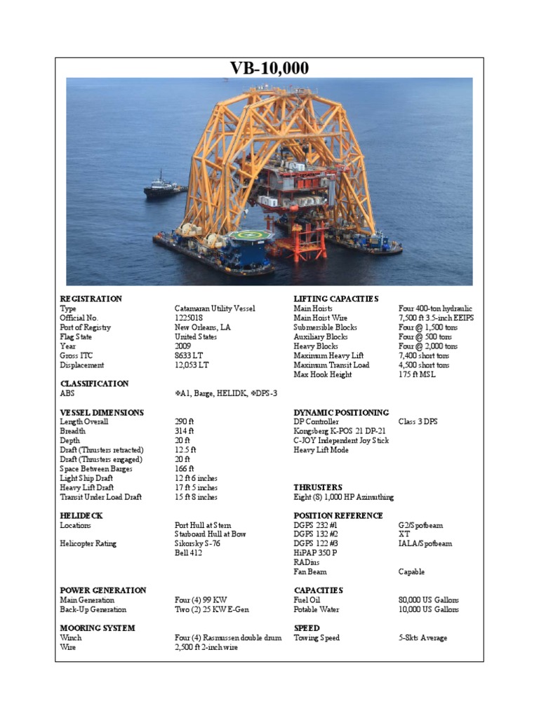 VB-10000 Specification Sheet | PDF | Ships | Watercraft