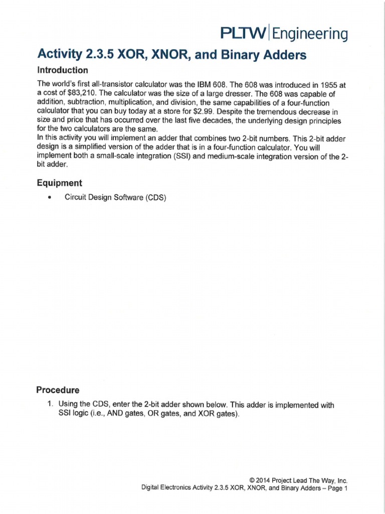 Maxwell Bilger - 2.3.5 XOR XNOR | PDF | Computer Science | Computing