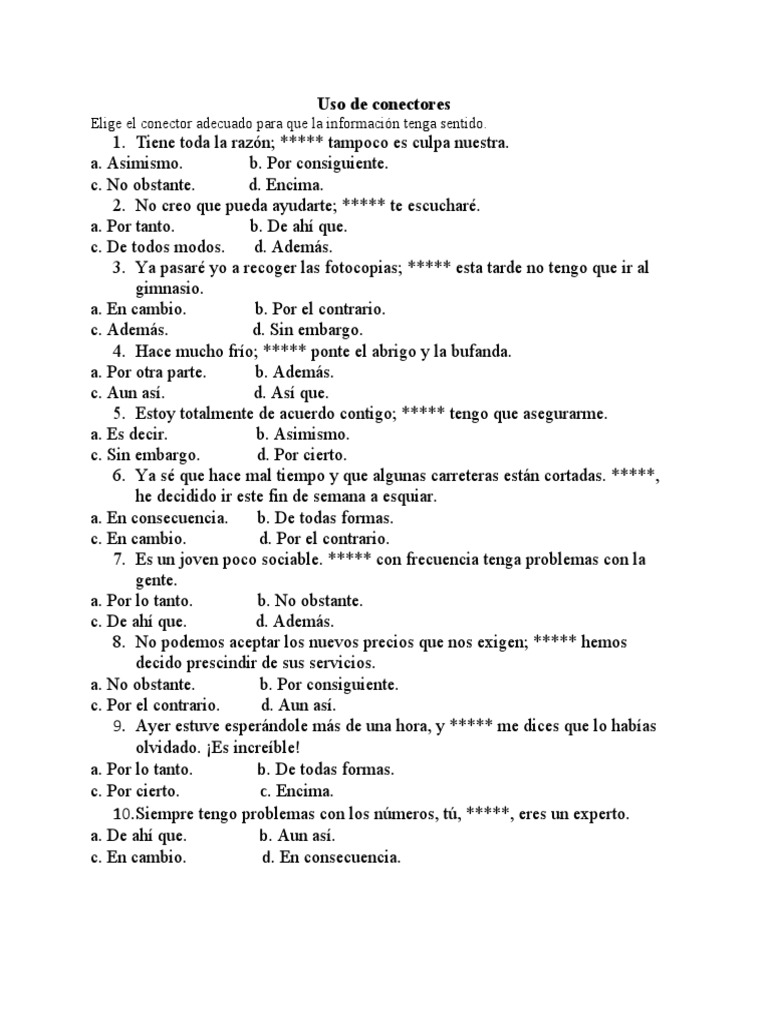 Ejercicio Uso de Conectores | PDF