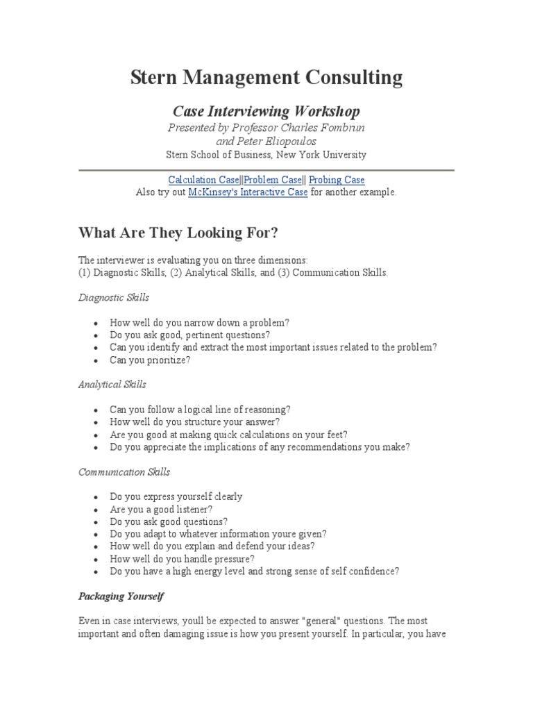 7.stern Management Consulting - Case Interviewing Workshop | PDF | Retail | Consultant