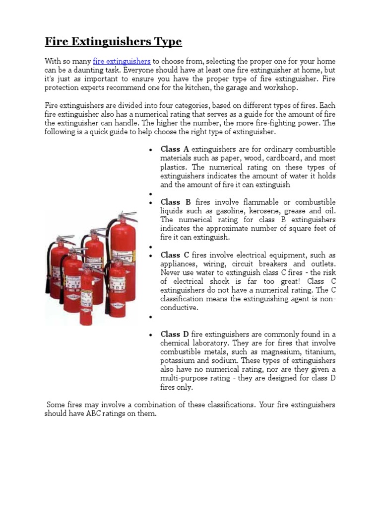 Fire Extinguishers Type 124 | PDF | Fires | Materials
