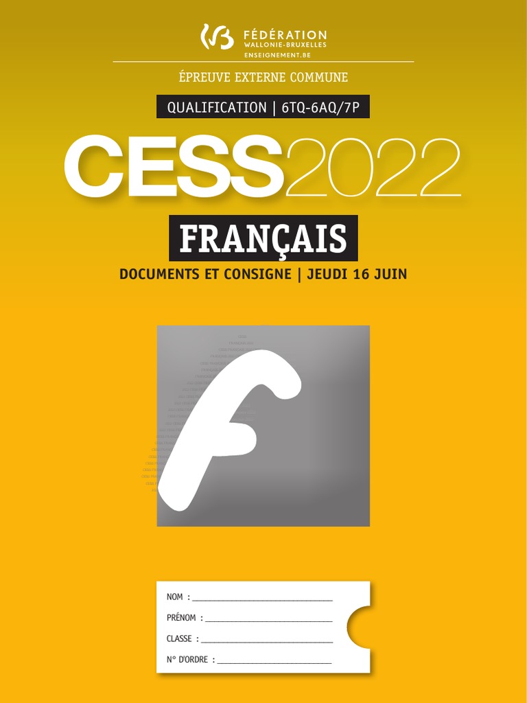 Evaluations Certificatives - CESS FRANCAIS QUALIFICATION 2022 - AS - WEB (Ressource 17197) | PDF