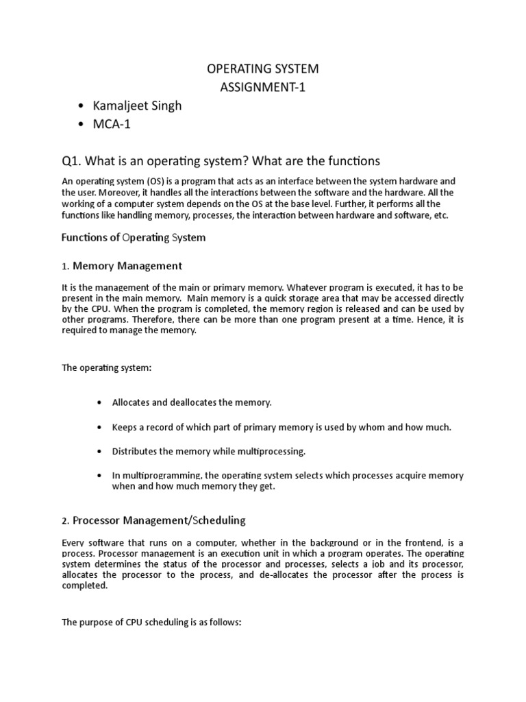 Operating System Assignment | PDF | Computer Cluster | Operating System Operating System Assignment | PDF | Computer Cluster | Operating System