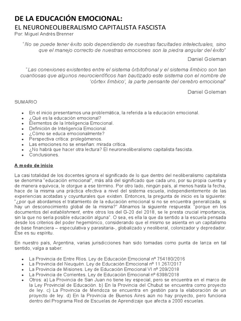 Brener Educ Emoc | PDF | Las emociones | Inteligencia emocional