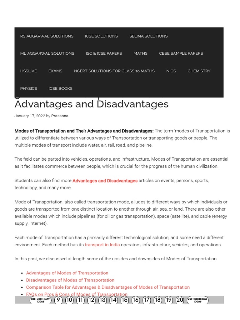 Modes of Transportation and Their Advantages and Disadvantages | PDF ... Modes of Transportation and Their Advantages and Disadvantages | PDF ...