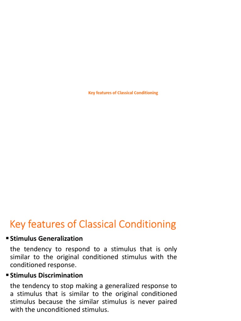 Key Features of Classical Conditioning | PDF