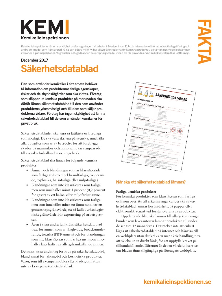 Faktablad Om Sakerhetsdatablad | PDF