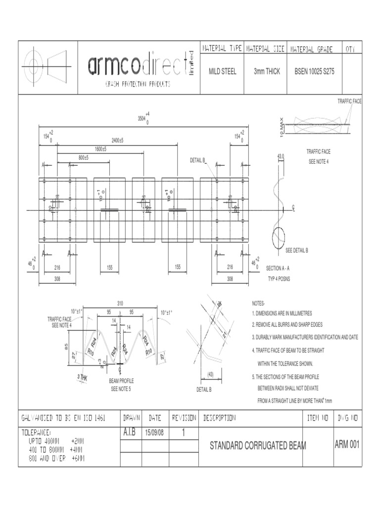 Armco Barrier Specifications and Drawings | PDF | Equipment ...