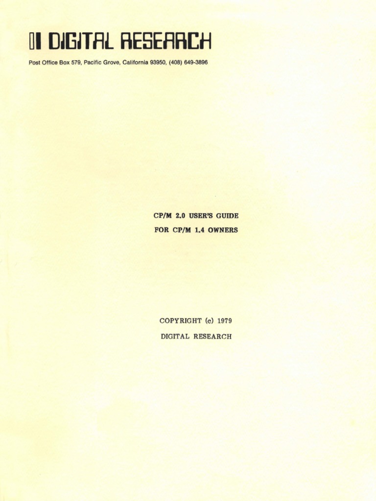 CPM 2 0 Users Guide For CPM 1 4 Users 1979 | PDF | Computer File | Command Line Interface