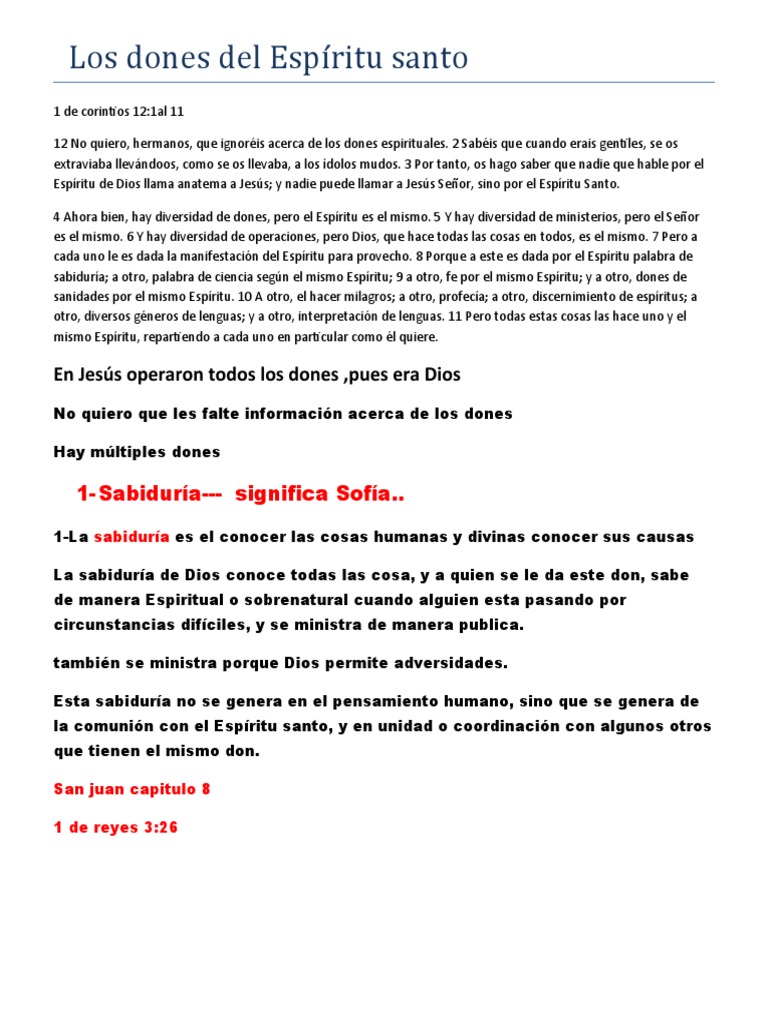 Los Dones Del Espíritu Santo | PDF | espíritu Santo | Profecía