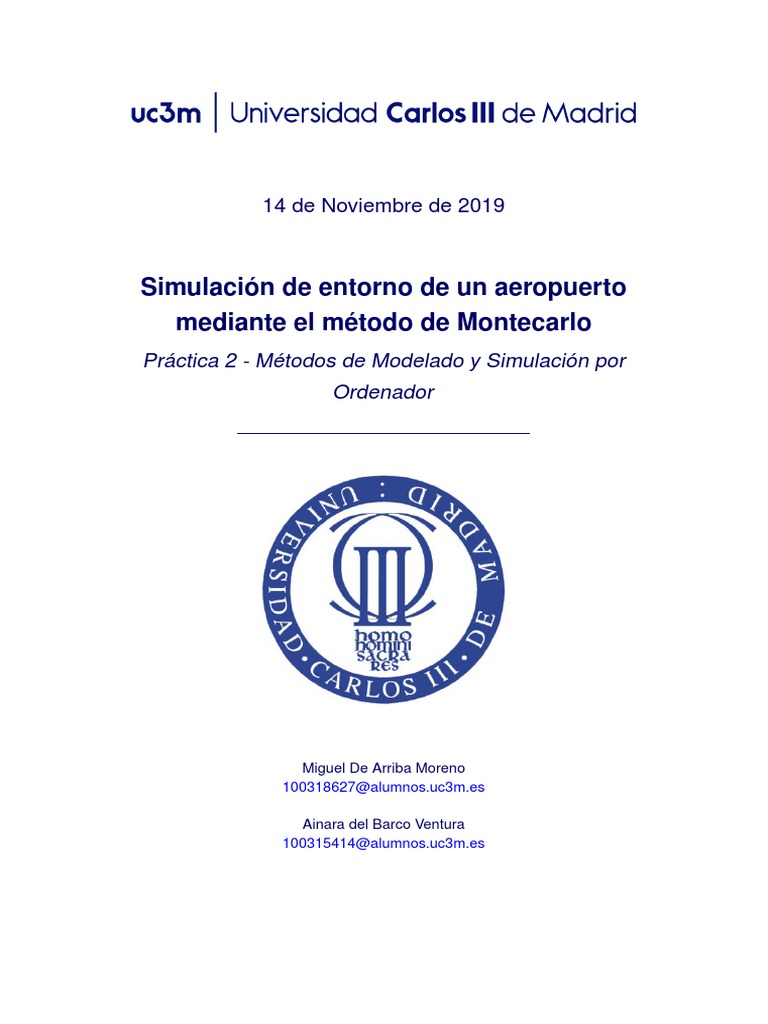PR Ctica2 M Todo de Montecarlo | PDF | Aeropuerto | Distribución normal