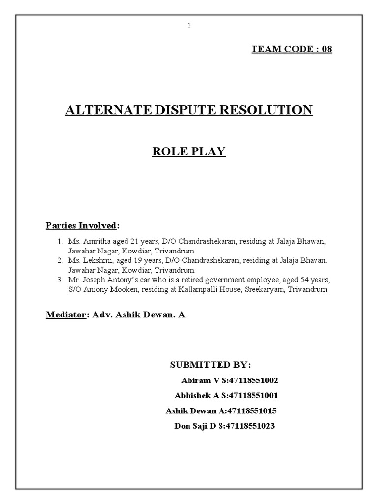 TEAM CODE 08 ADR Script | PDF | Alternative Dispute Resolution | Mediation