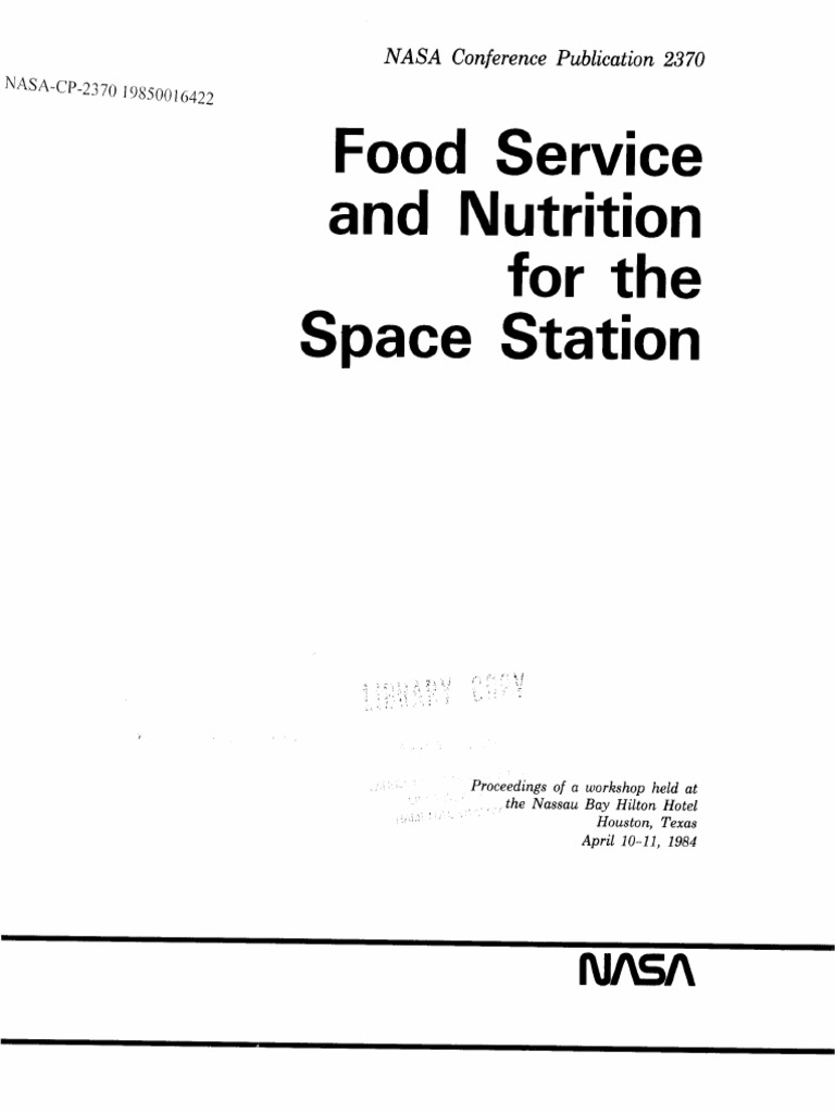 And Nutrition For The Space Station: Food Service | PDF | Nasa | Foods