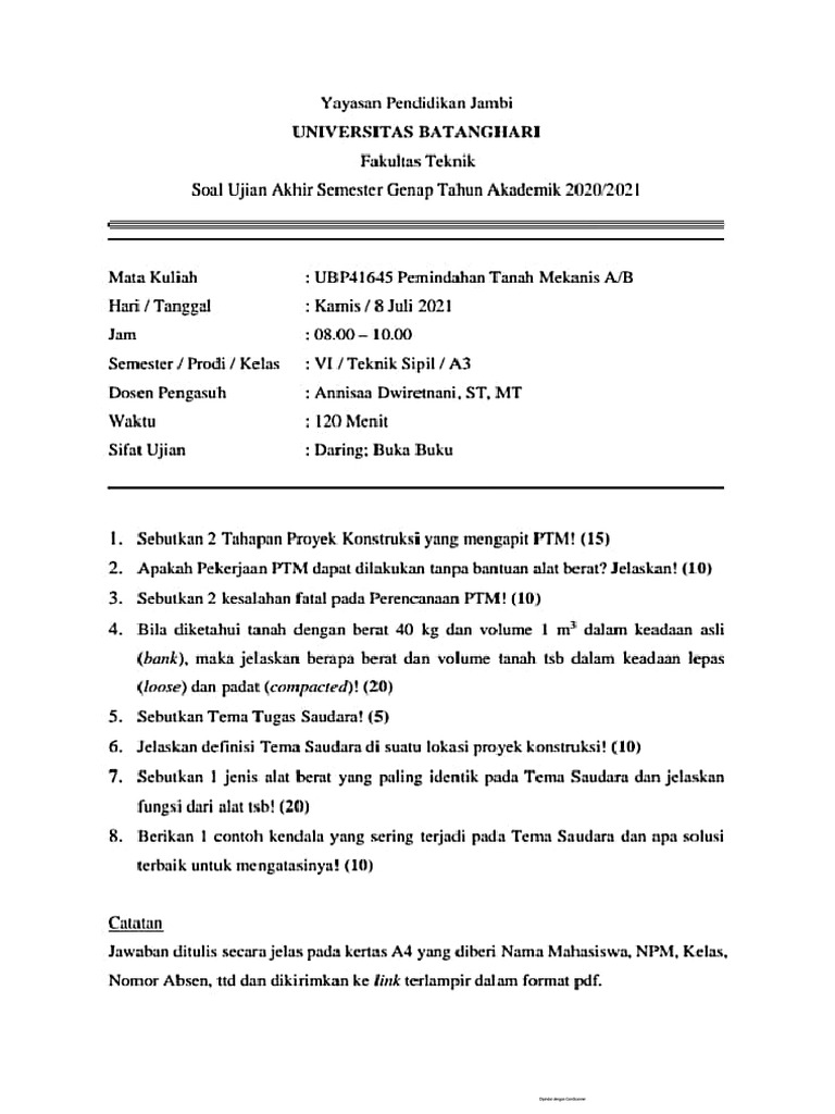 Uas PTM - Asep Sobirin A3 - No - Absn 11 - 1800822201027 | PDF