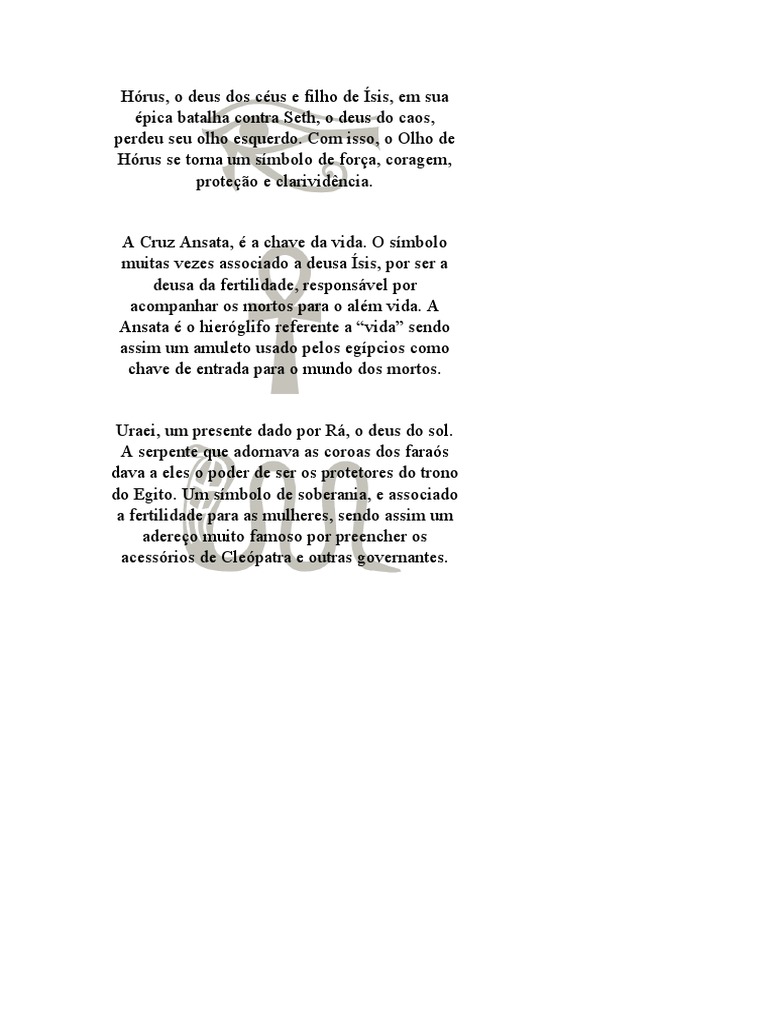 Símbolos sagrados do Egito Antigo: o Olho de Hórus, a Cruz Ansata e os ...
