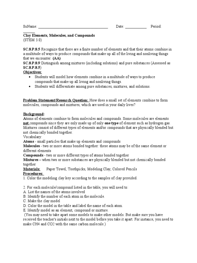 Clay Elements | Download Free PDF | Chemical Compounds | Molecules