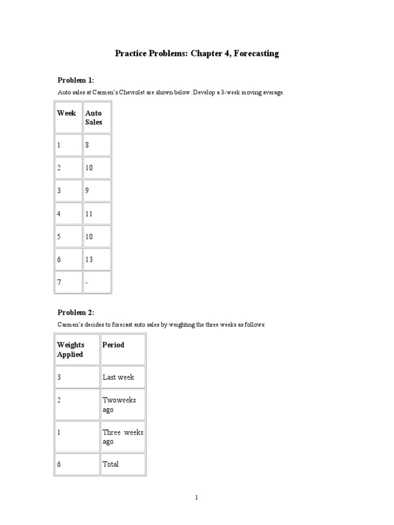 Forecasting Solved Examples Pdf