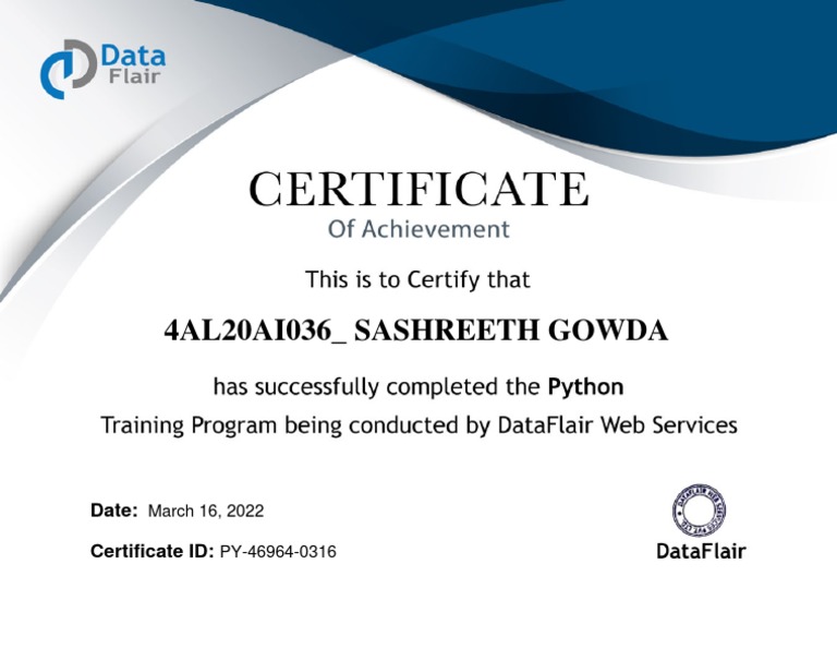 Python Course Completion Certificate | PDF