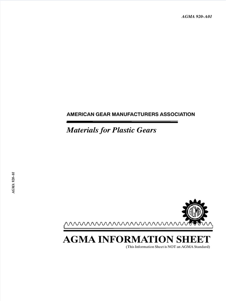 Agma 920 A01 Materials For Plastic Gears | PDF | Deformation ...
