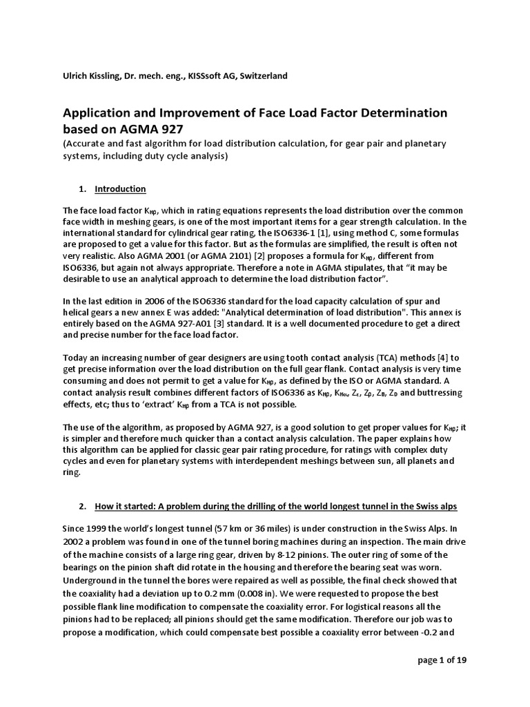 Application and Improvement of Face Load Factor Determination Based On ...