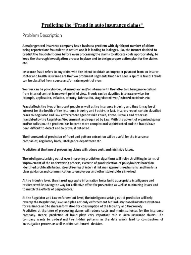 Problem Statement | Download Free PDF | Insurance | Fraud