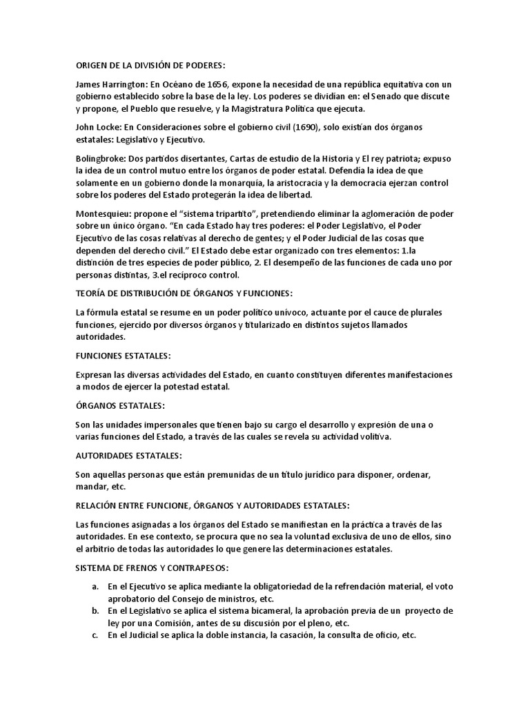Origen De La División De Poderes Pdf Separación De Poderes Justicia