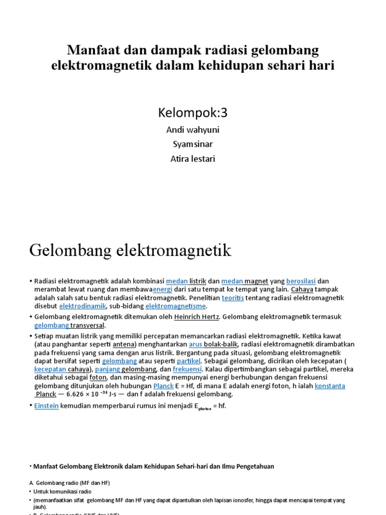 Manfaat Dan Dampak Radiasi Gelombang Elektromagnetik Dalam Kehidupan | PDF