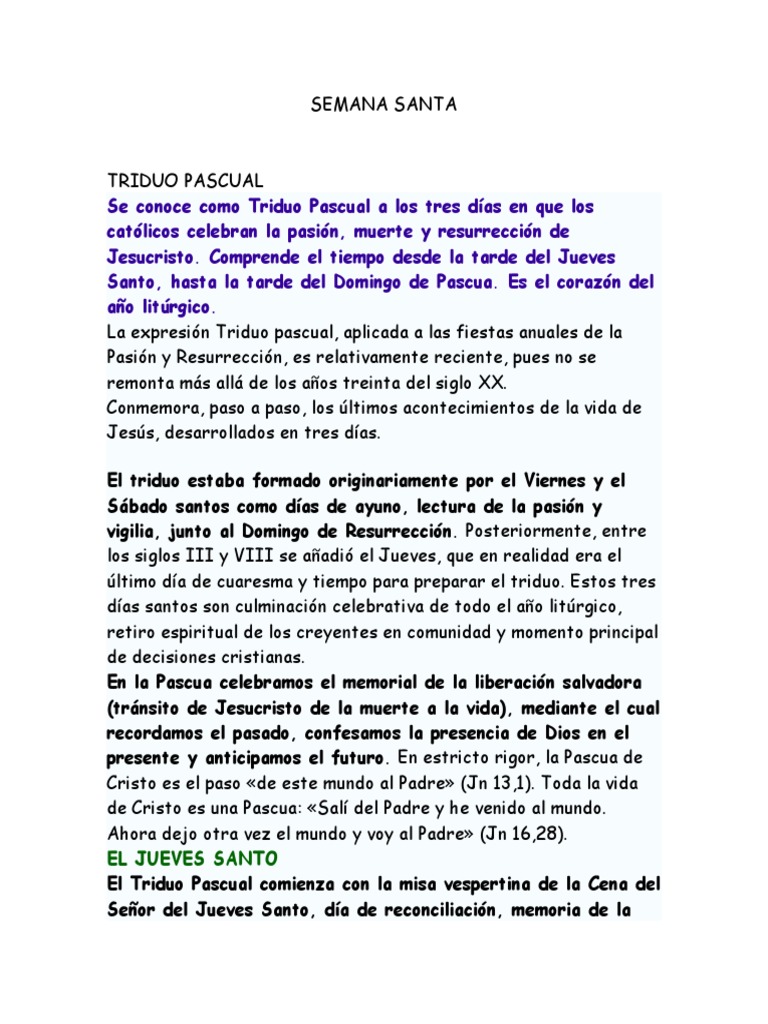 Inicio del Triduo Pascual en Semana Santa | PDF