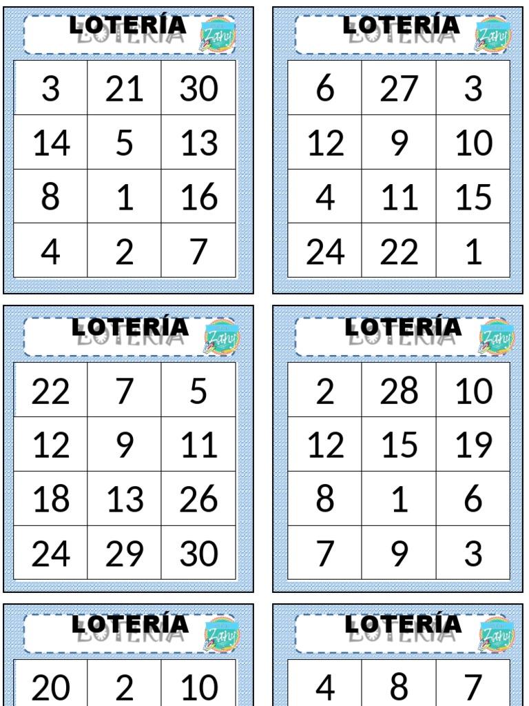 Loteria Numeros Del 1 Al 30 A Color - Materiales Zany | PDF