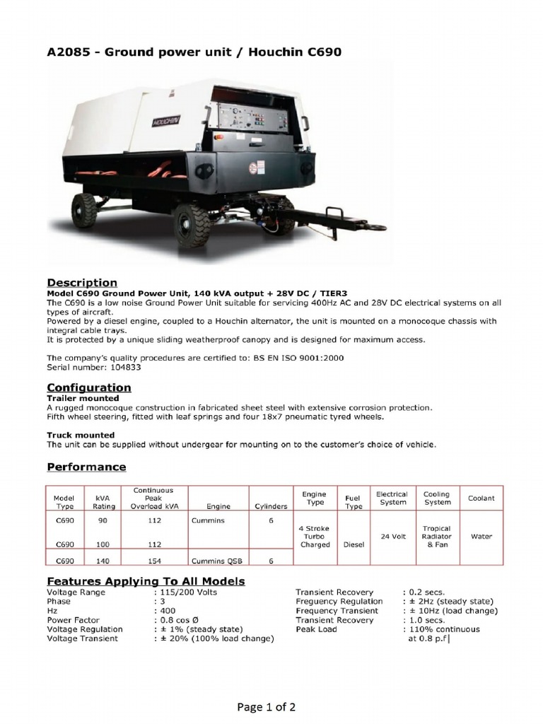Gpu A2085 c690 Houchin 140kva+28vdc (Tier3) | PDF