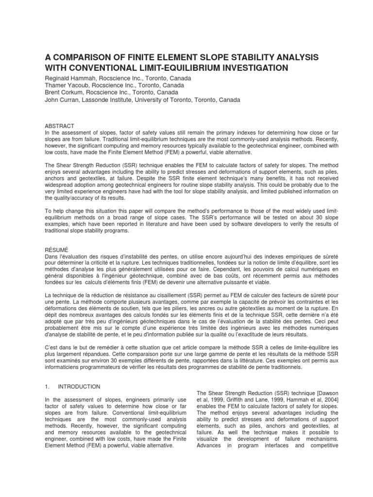 A Comparison of Finite Element Slope Stability Analys | PDF | Finite Element Method | Strength ...