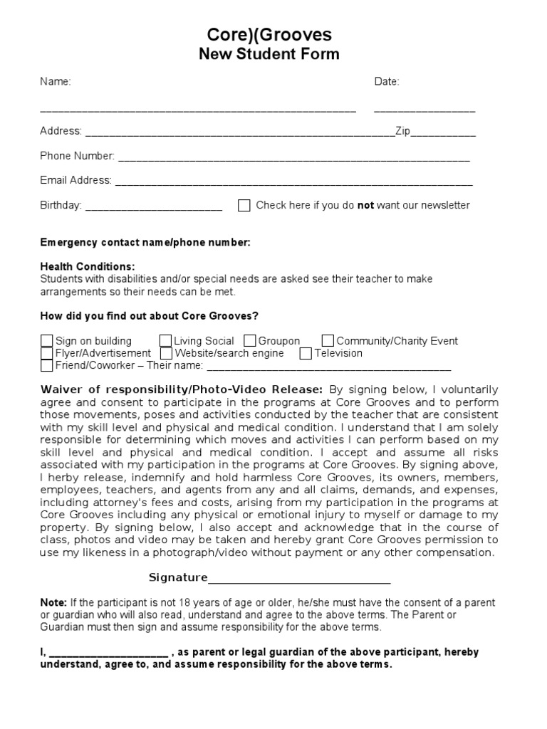 CG - New Student Form | PDF