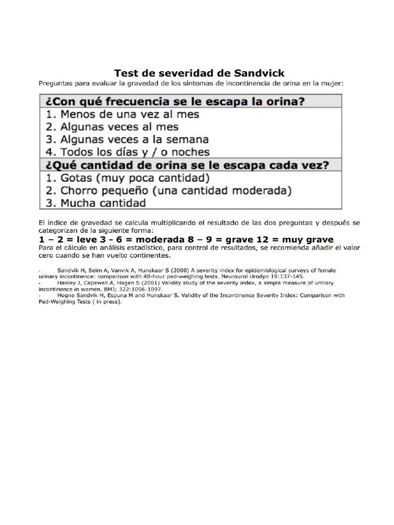 Test de Severidad de Sandvick | PDF