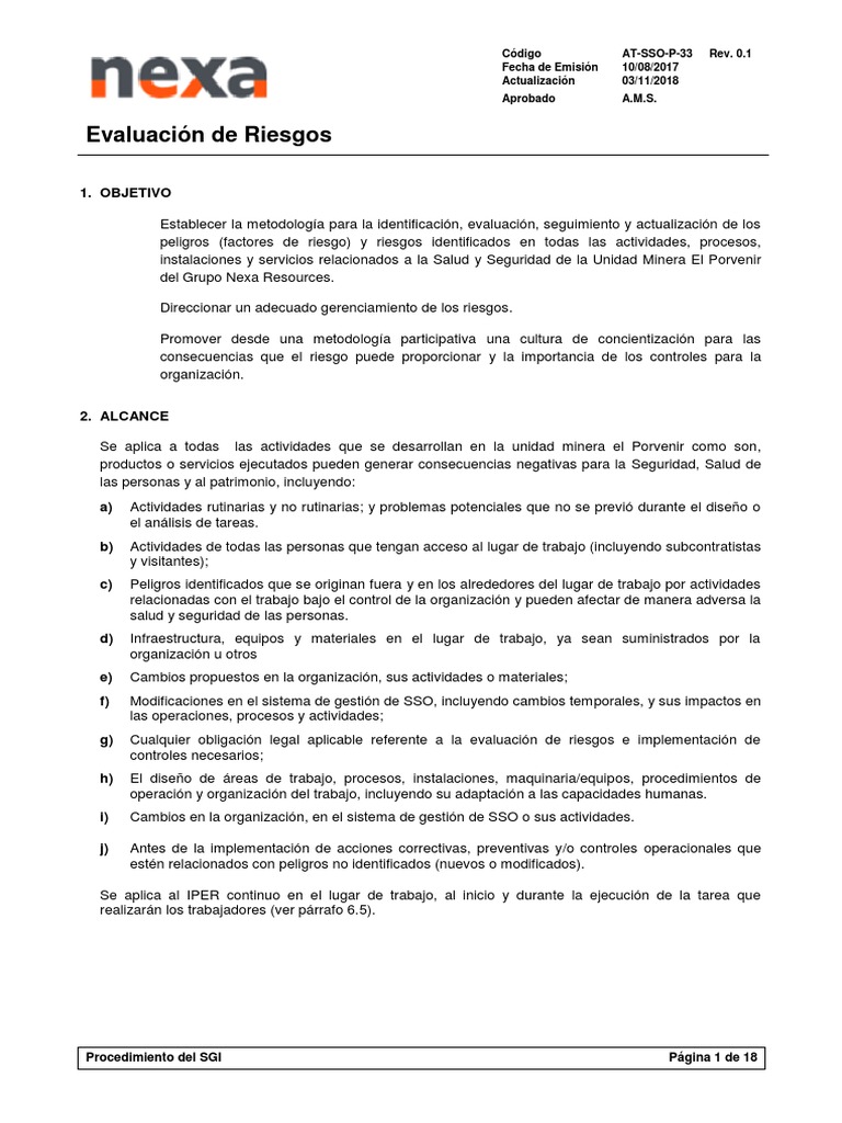 At Sso P 33 01 Nexa | PDF | Seguridad y salud ocupacional | Riesgo